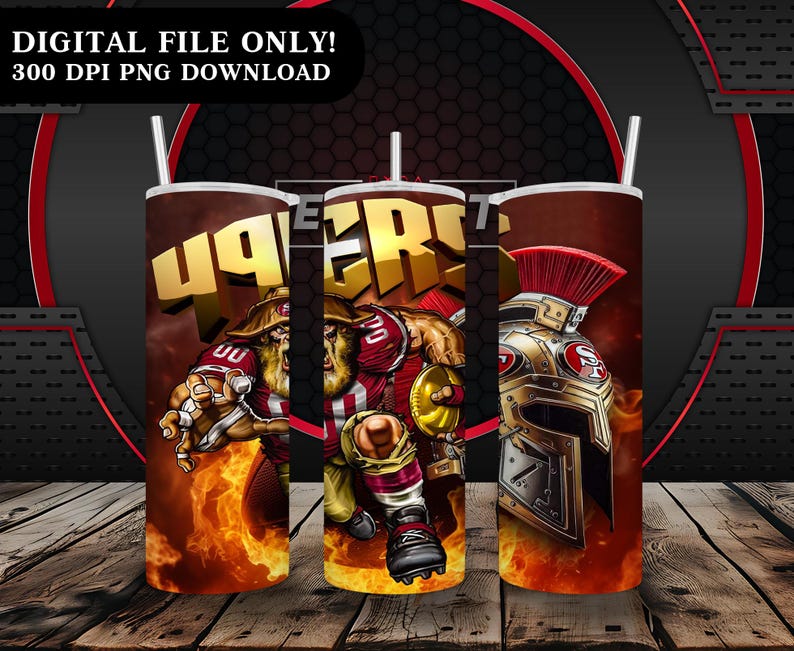 49ers Tumbler 20oz Wrap Design: Seamless Football Edition (digital ...