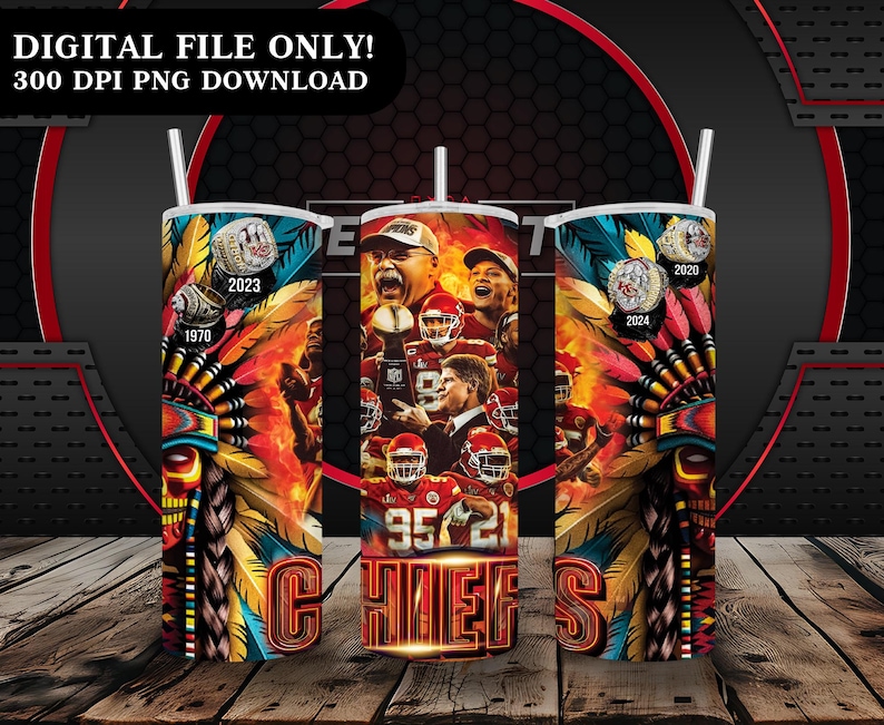 Chiefs Tumbler Wrap PNG: Sport Mascot Seamless Design (digital Download ...