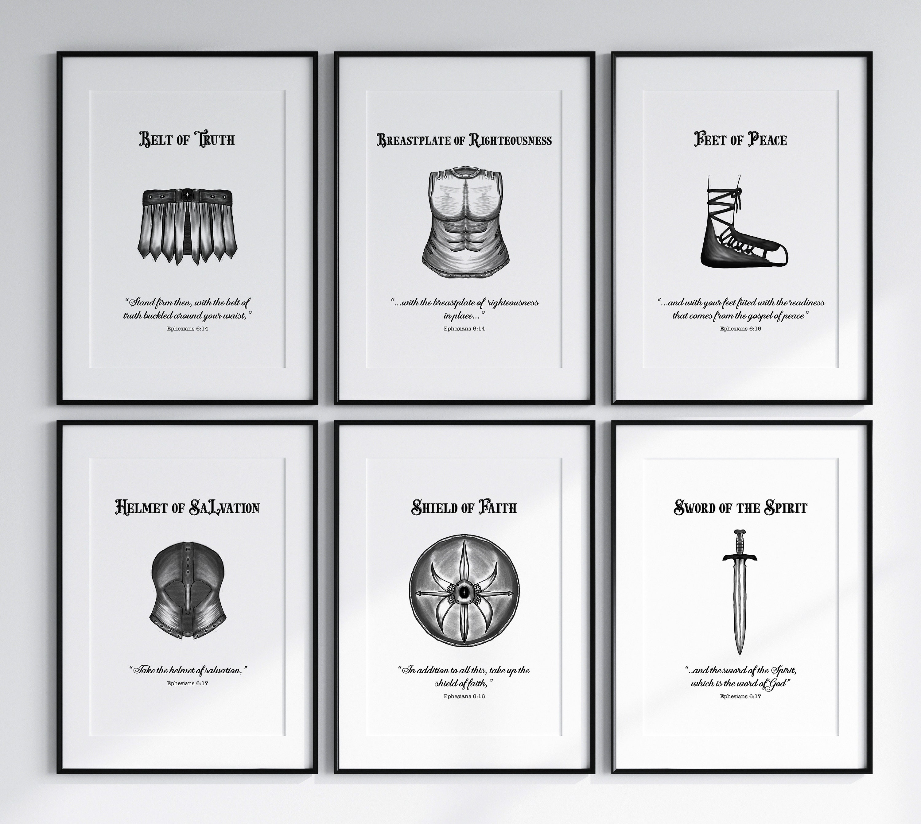 Full Armor of God Digital, Ephesians 6:13-17, Bible Print, Jesus Art ...