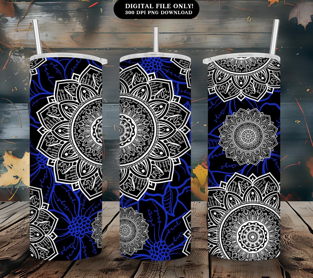 Cuss Word Mandala Tumbler Design: 20 Oz Sublimation Wrap (PNG Digital ...