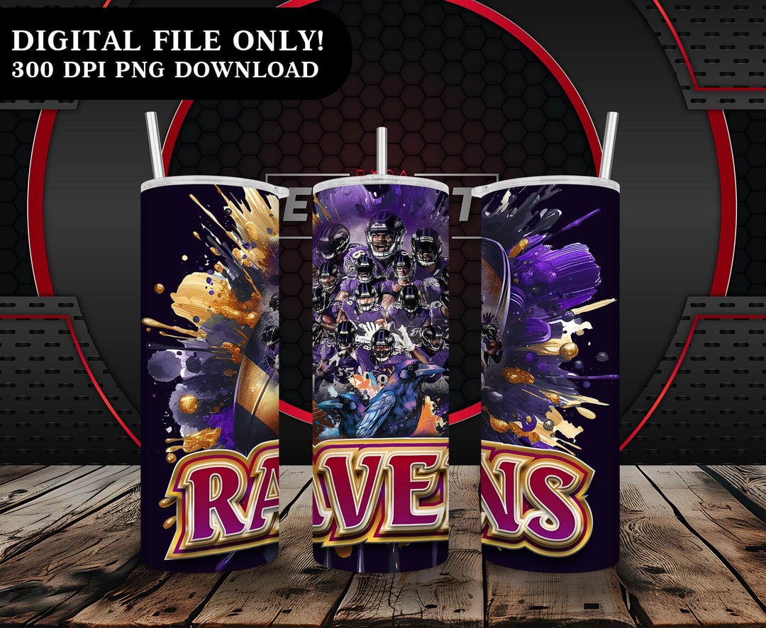 Ravens Tumbler Wrap PNG: 20oz Skinny Sublimation Design (digital ...