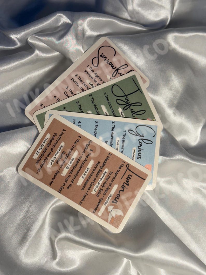 Catholic Guided Prayer Mystery Rosary Cards Set for Bible Study Gifts ...