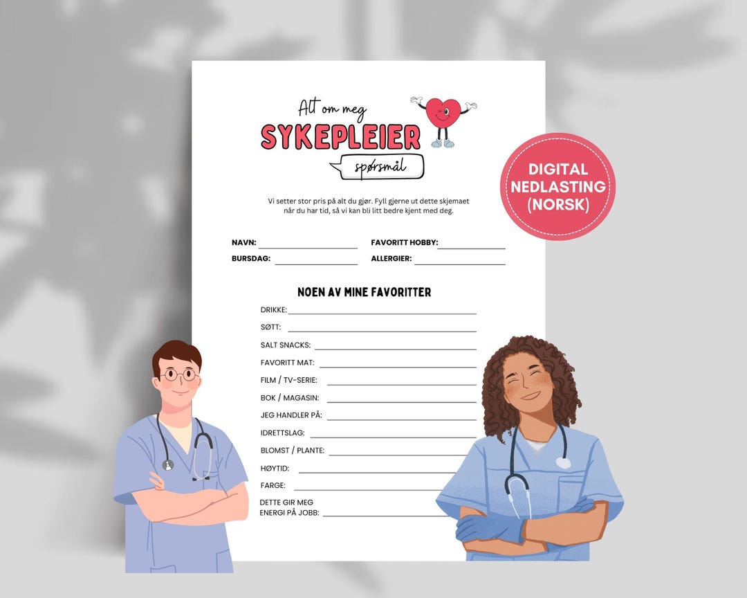 Norwegian Nurse Appreciation Form | Bli Kjent Med Meg Sykepleier ...