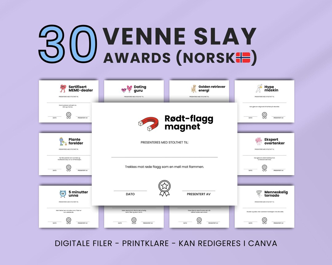 Editable Slay Friends Awards | Funny Friend Awards Printable | Party ...