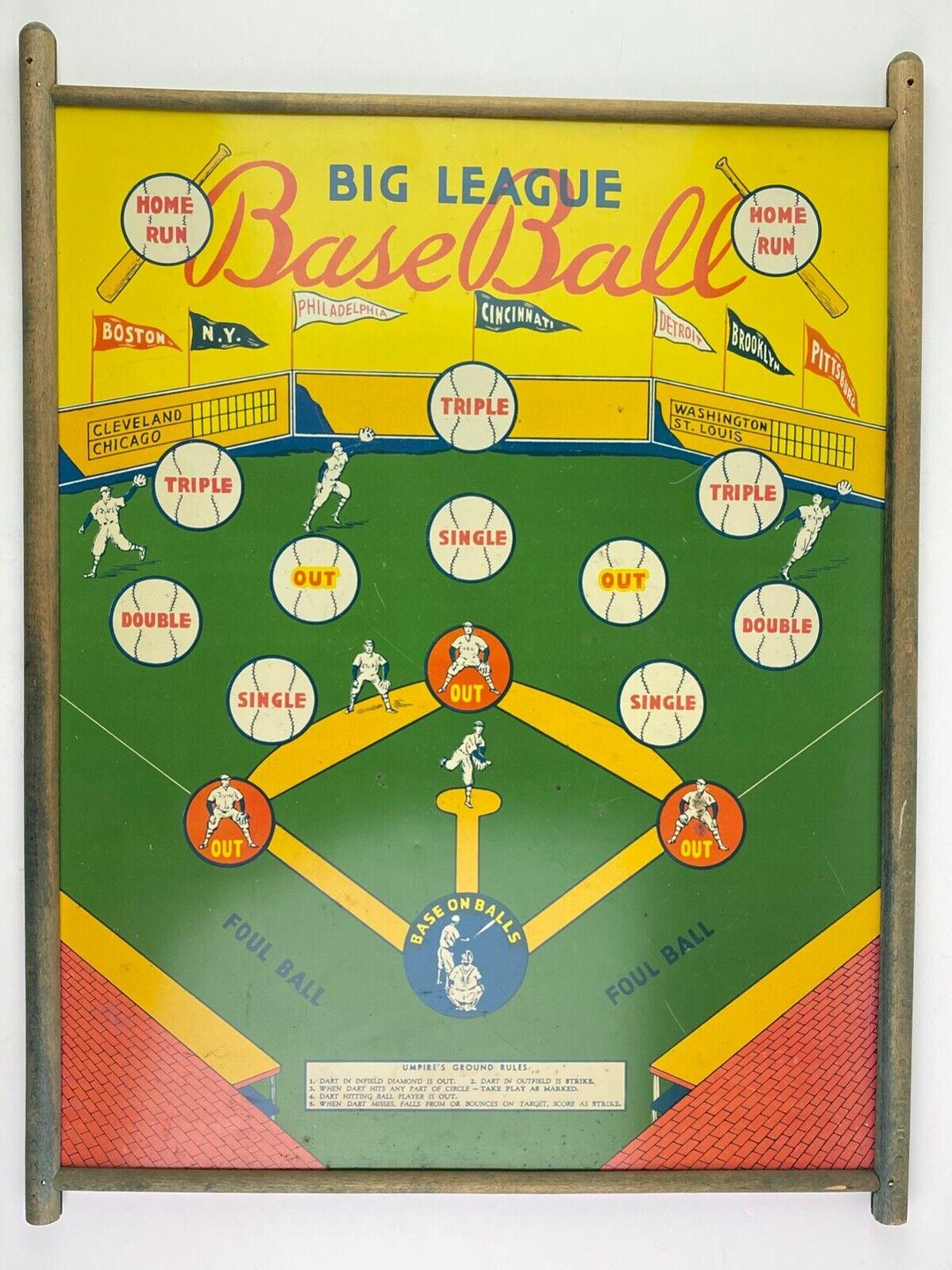 1940's Tin Big League Baseball Game / Sign - Excellent, Brooklyn ...