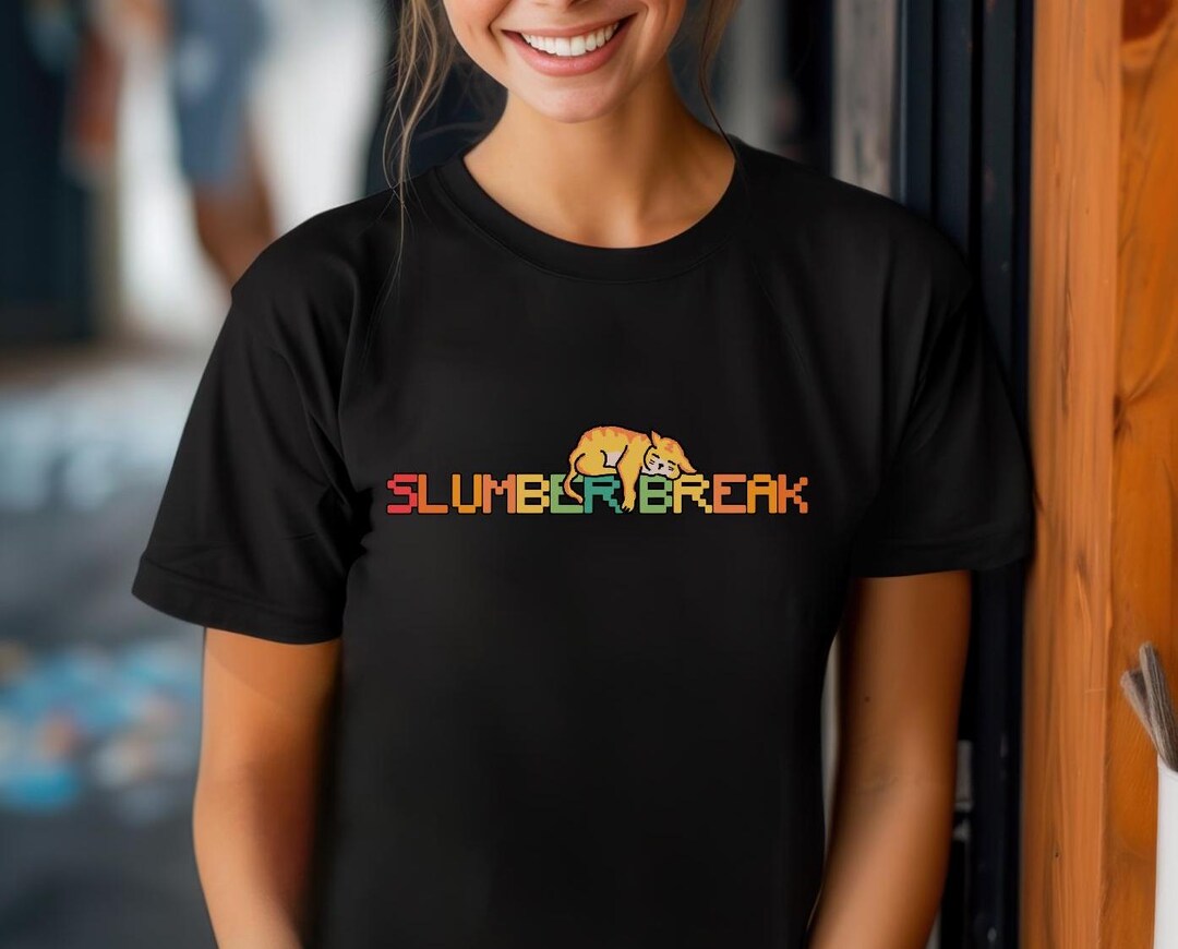 8-bit Pixel Art SLUMBER BREAK Unisex Tee, Retro Gaming Cat T-shirt ...