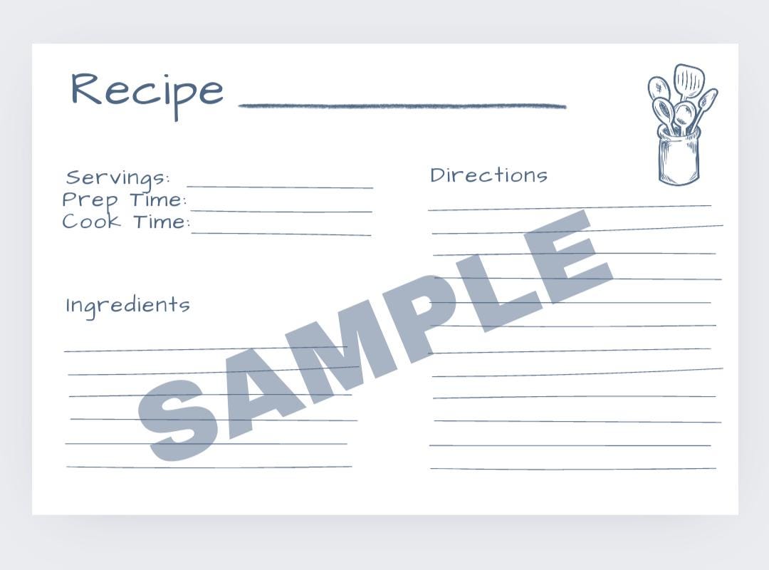 Simple Recipe Cards, Ready to Print and Use, Cute Tri-color Design - Etsy
