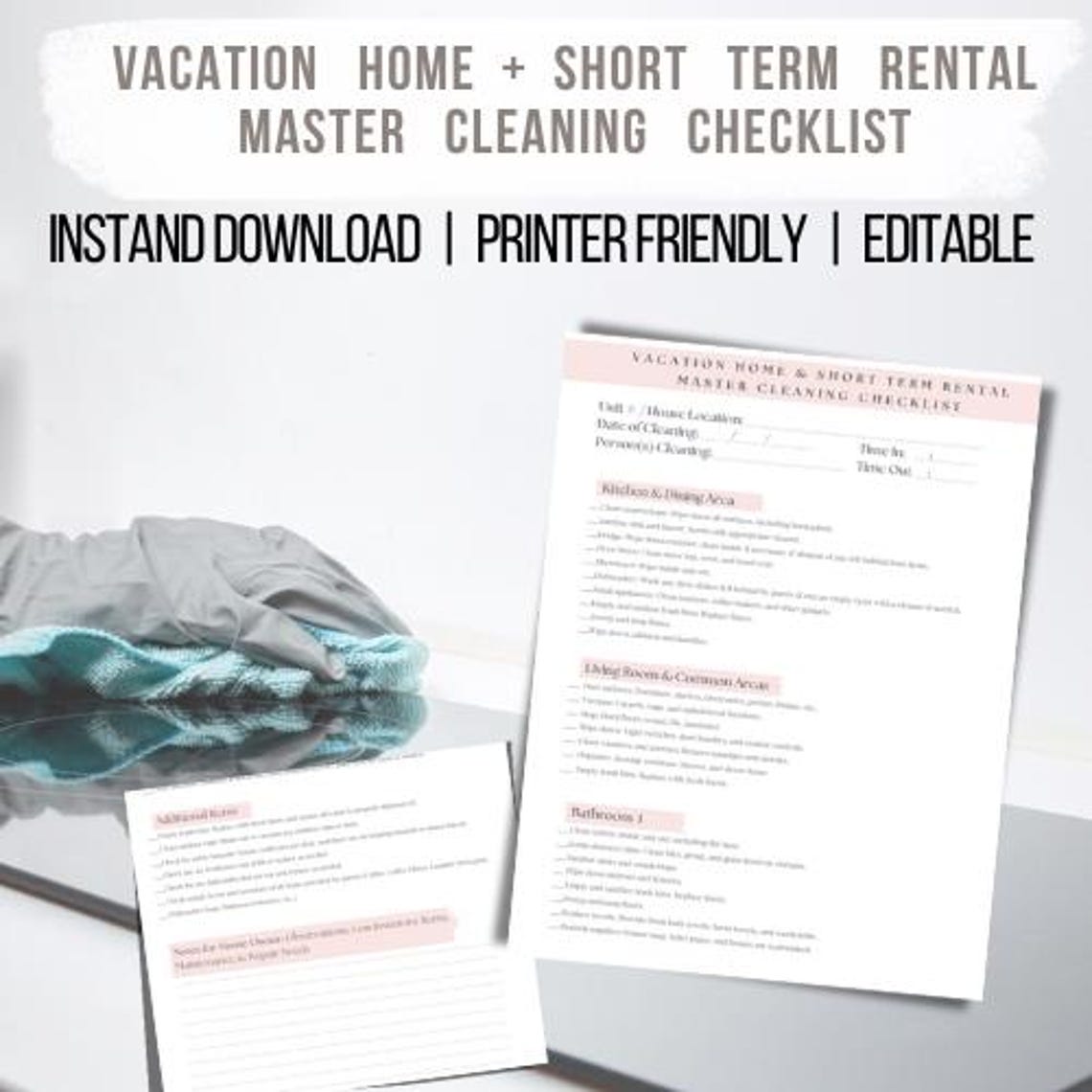 Cleaning Checklist, Vacation Home Cleaning Checklist, Short Term Rental ...