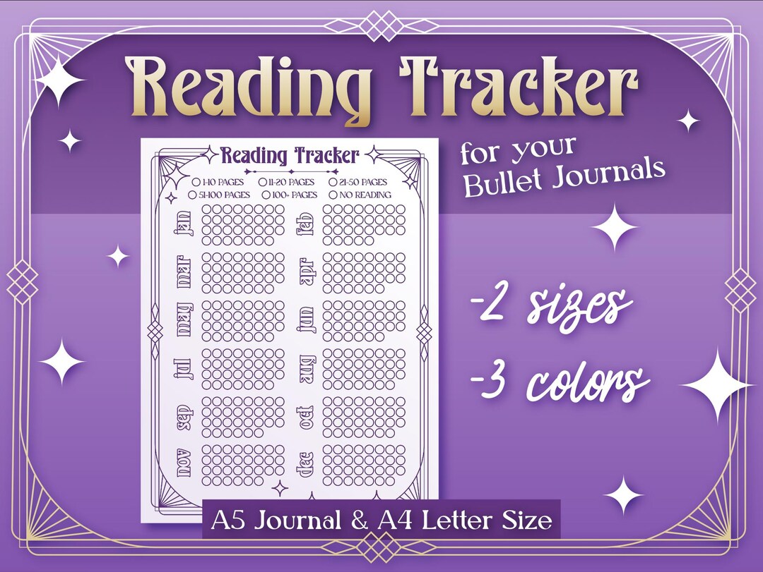 Reading Tracker Printable Single Template Yearly Template for Bullet ...