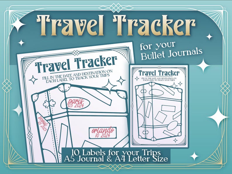 Travel Tracker Printable Single Template Trip Log for Bullet Journals ...