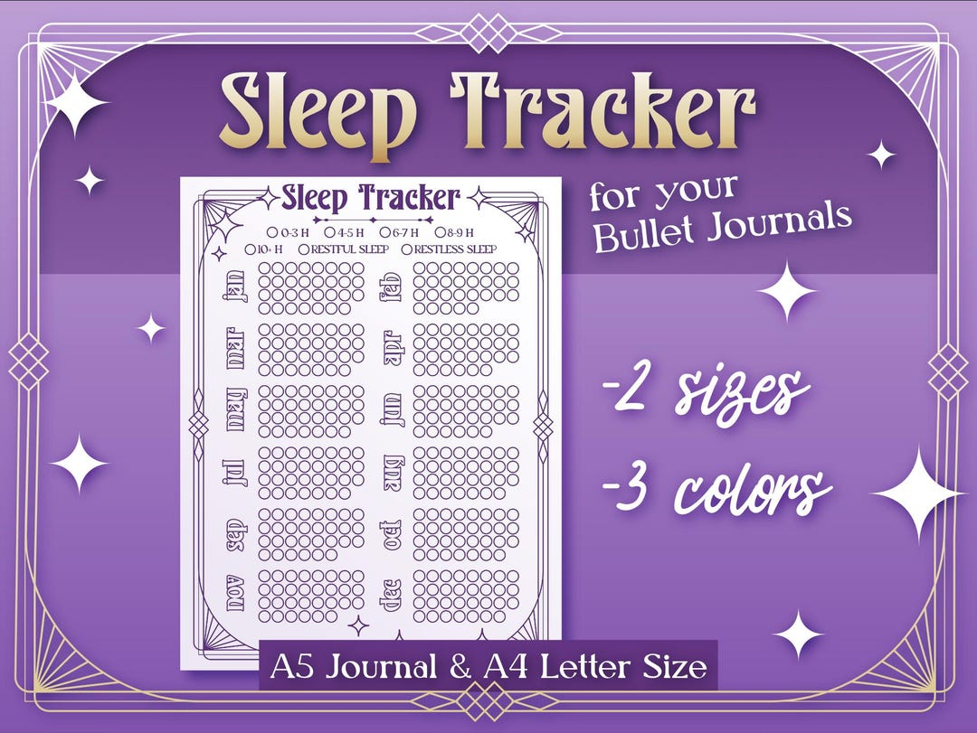 Sleep Tracker Printable Single Template Yearly Template for Bullet ...