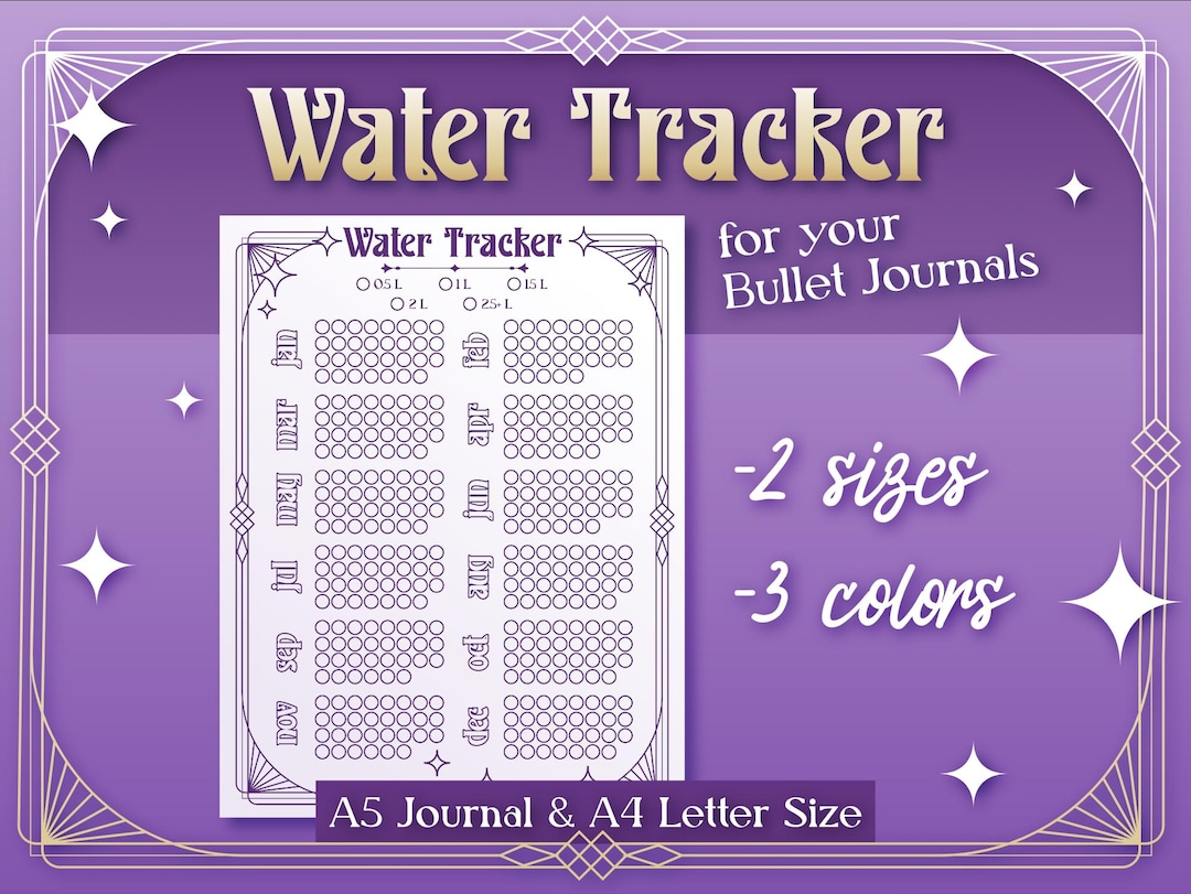 Water Tracker Printable Single Template Yearly Template for Bullet ...