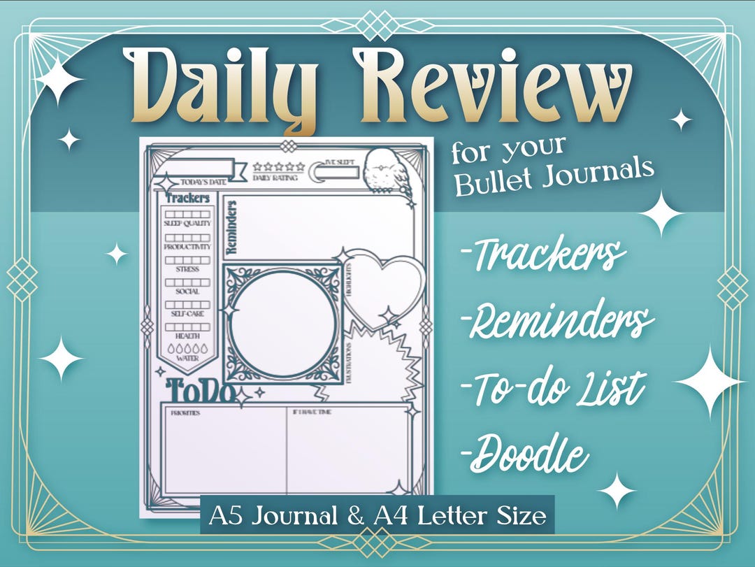 Daily Review Printable Single Template - Daily Template for Bullet ...