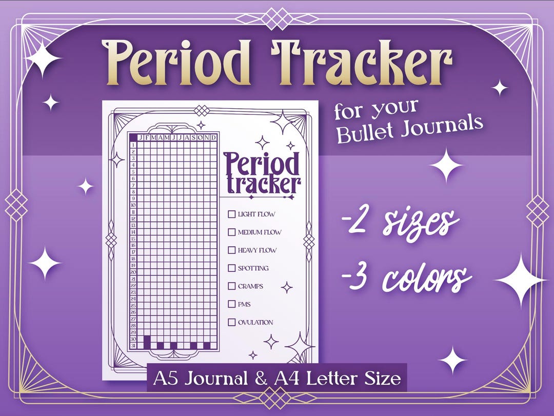 Period Tracker Printable Single Template Yearly Template for Bullet ...