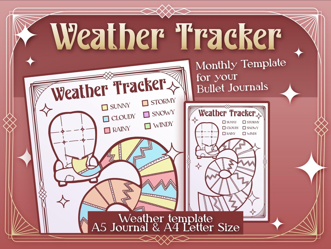 Weather Tracker Printable Monthly Template Weather Log for Bullet ...