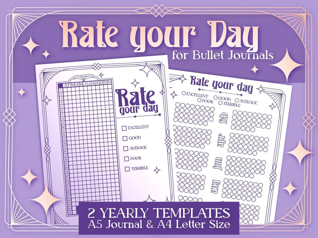 Rate Your Day Printable Single Template Yearly Template for Bullet ...