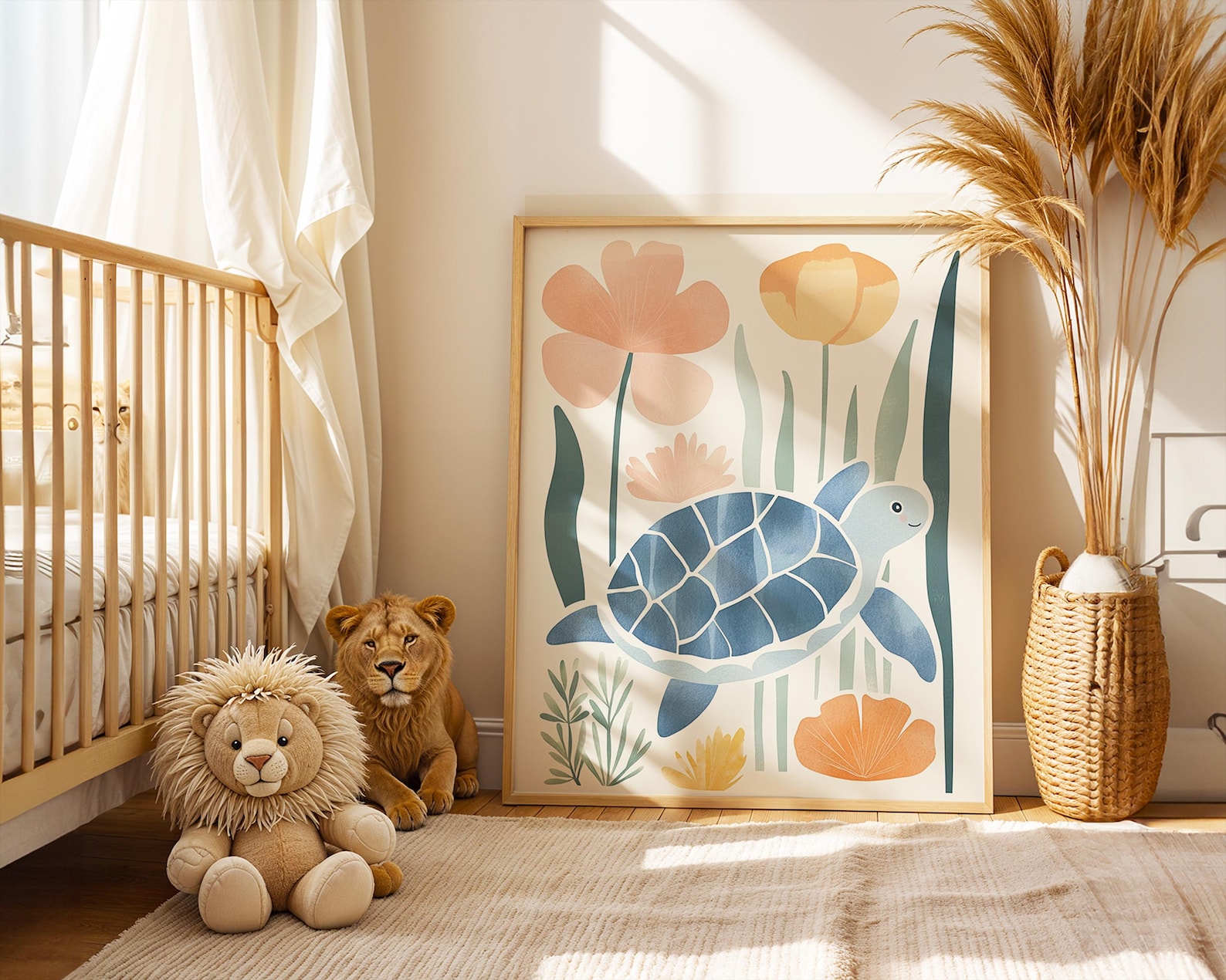 Sea Turtle Nursery Decor: Hawksbill Turtle Watercolor Sea Life Boho ...