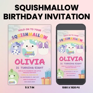 Editable Squishmallow Birthday Invitation, Squishmallow Invitation ...