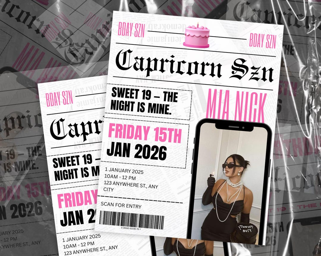 Capricorn Zodiac Birthday Invitation, Astrology Party Invite, Editable ...