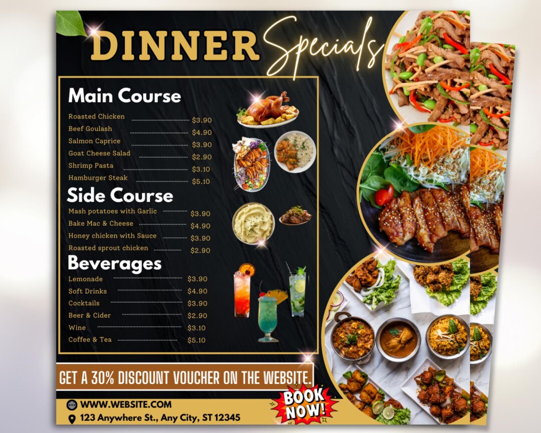 Dinner Specials Flyer, DIY Flyer Template Design, Dinner Sale Flyer ...