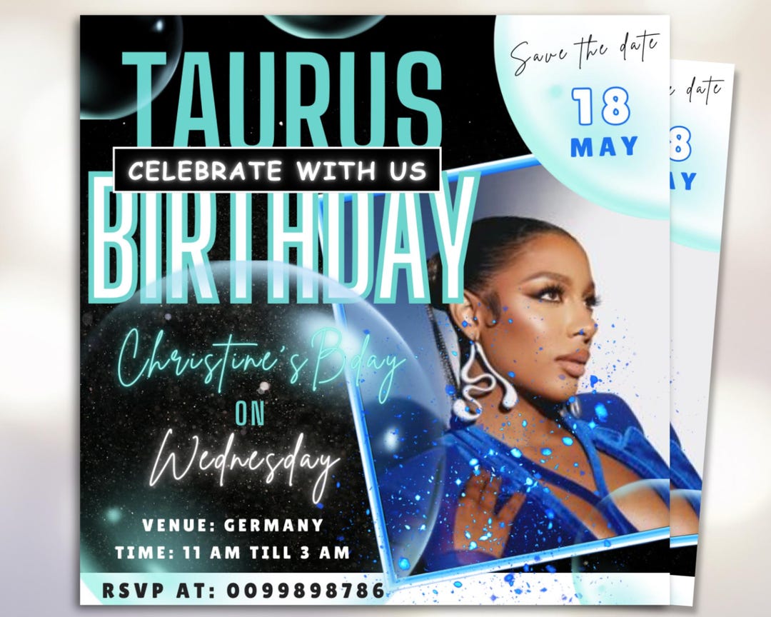 Taurus Season Party Flyer, Birthday Szn Flyer, Taurus Invitation Flyer ...