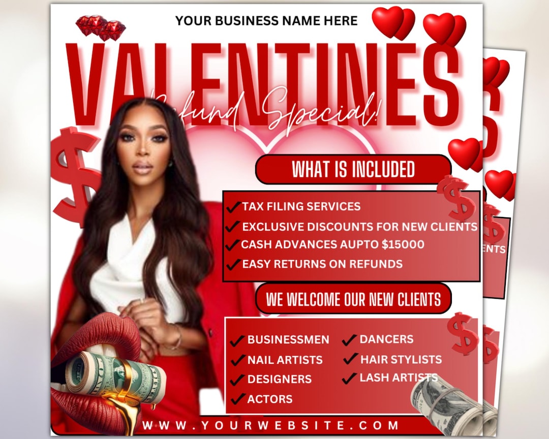 Valentine's Day Tax Prep Flyers | Tax Prep Valentines Flyer Bundle ...