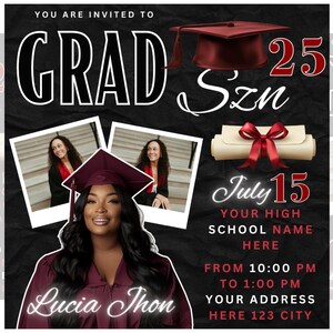Graduate Flyer Canva Editable Template, Graduation Party, Canva ...