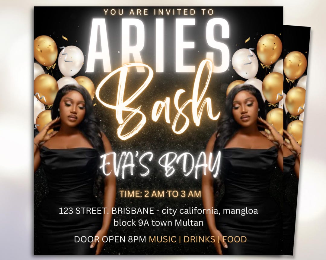 Aries Szn Birthday Flyer, Aries Bash Flyer,birthday Flyer,birthday Girl ...
