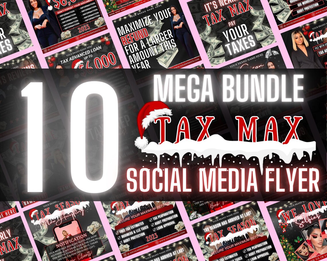 Christmas Tax Prep Bundle, Christmas Tax Prep Flyer, Tax Prep Instagram ...
