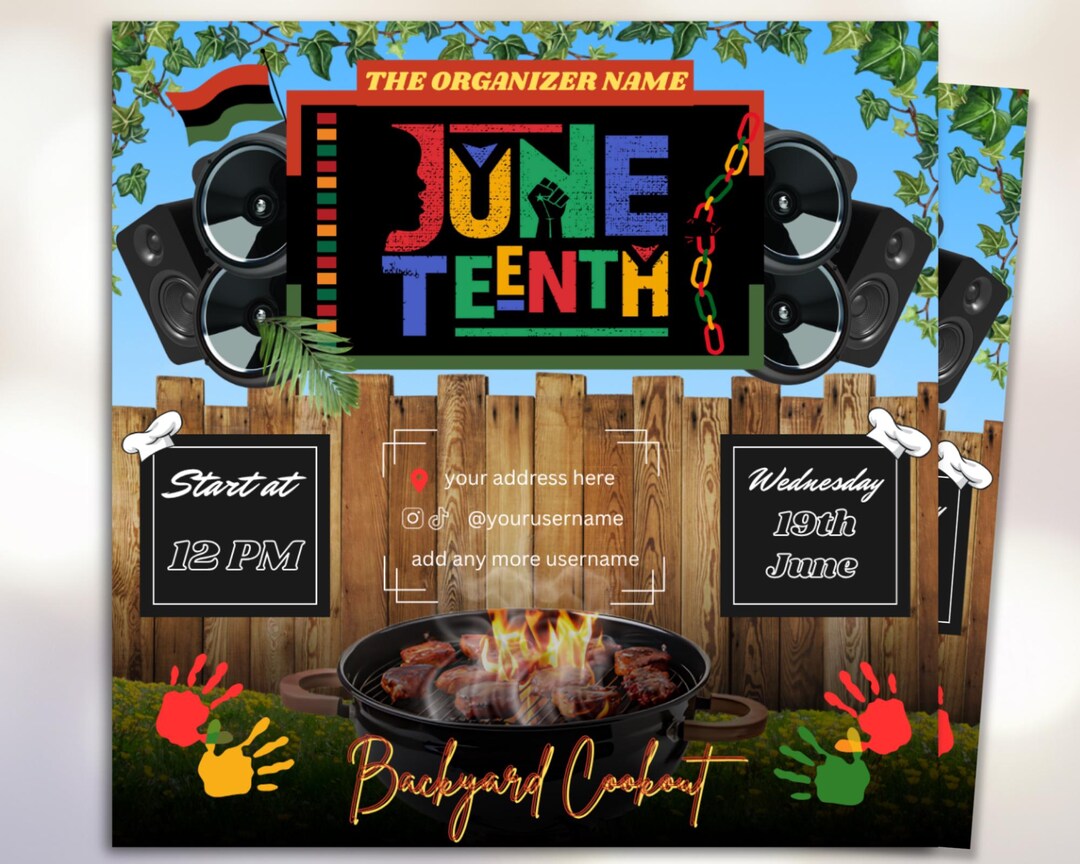 Juneteenth Backyard Cookout Flyer / June Teenth Cookout Holiday Design ...