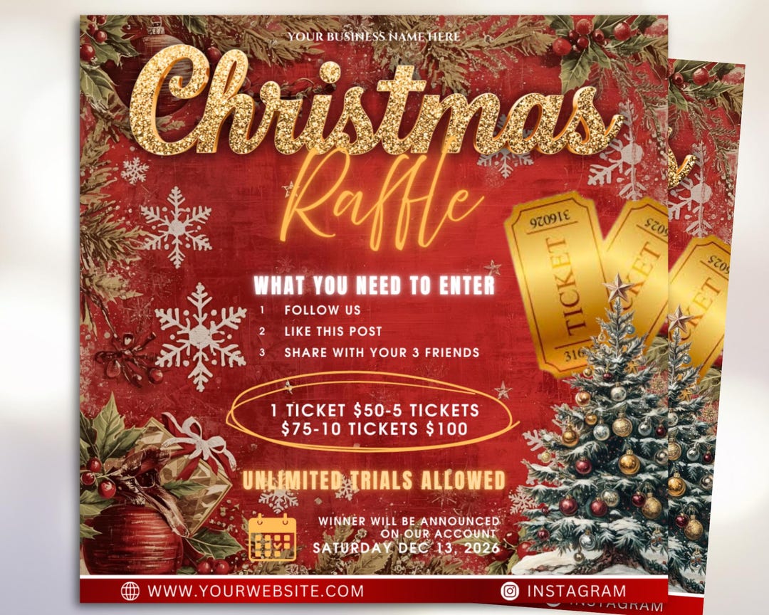 Christmas Raffle Flyer Template (canva Editable) - Etsy UK