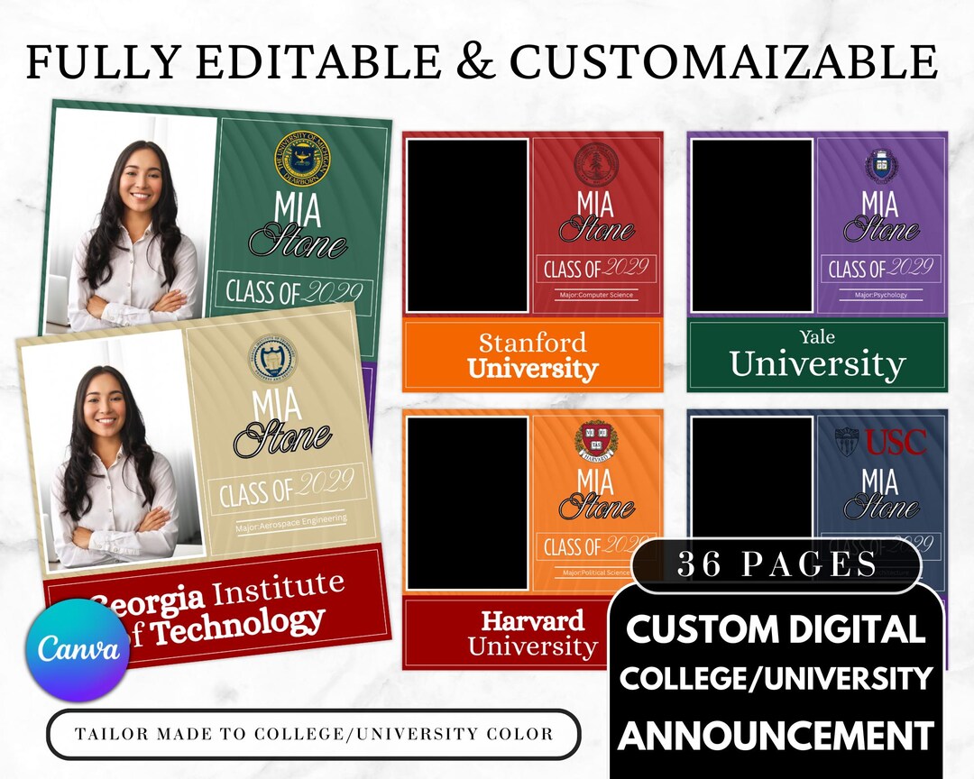 Custom Digital College Announcement Class of 2029, Custom Digital ...