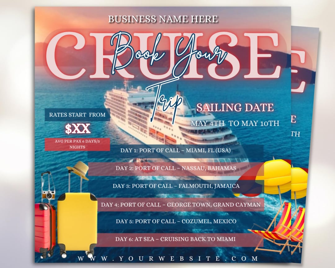 Cruise Trip Flyer, Cruise Vacation Business Trip Template Boat Yacht ...