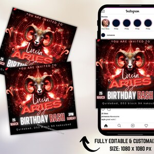 Aries Szn Birthday Flyer, Aries Bash Flyer,birthday Flyer,birthday Girl ...