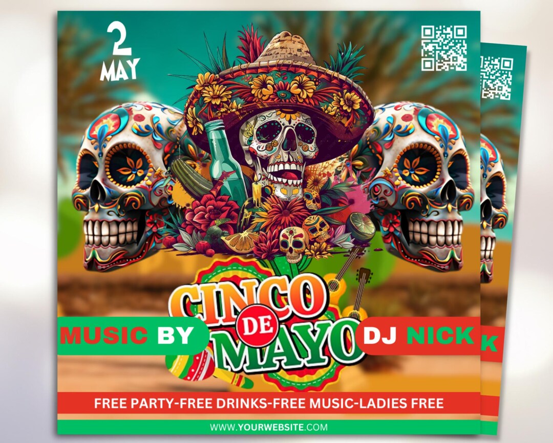 Cinco De Mayo Club Flyer Template for Canva, DIY Event Flyer, Party ...