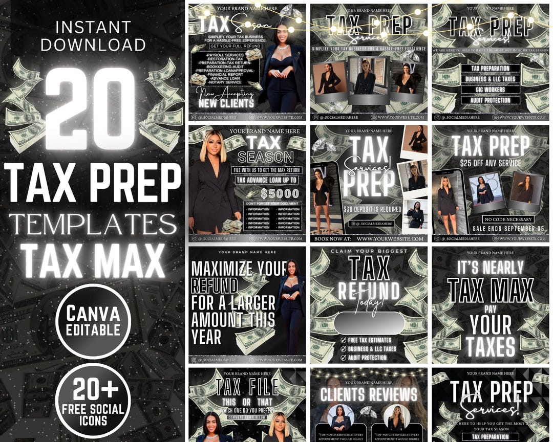 Tax Prep Bundle, Tax Prep Flyer, Tax Prep Instagram, Tax Flyer Template ...