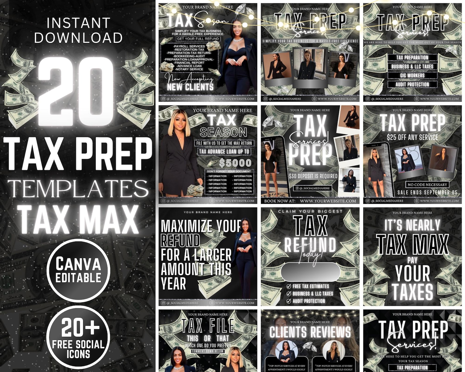 Tax Prep Bundle, Tax Prep Flyer, Tax Prep Instagram, Tax Flyer Template ...