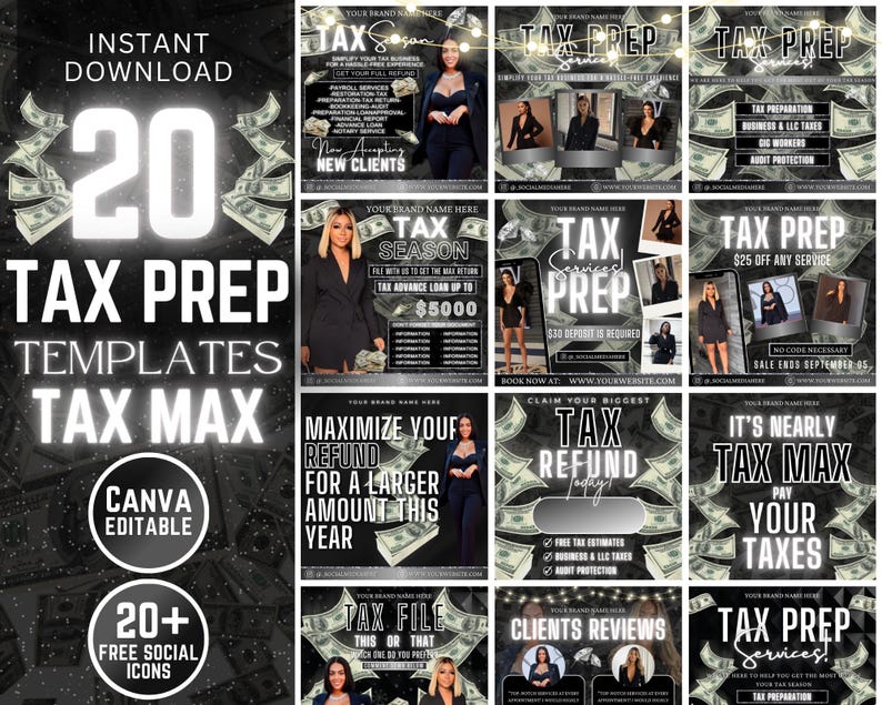 Tax Prep Bundle, Tax Prep Flyer, Tax Prep Instagram, Tax Flyer Template ...
