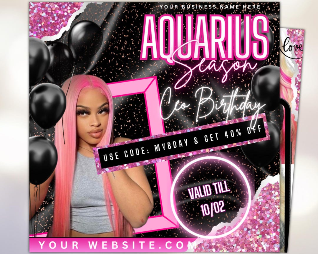 Aquarius Birthday Flyer, Aquarius Bash Flyer, Birthday Flyer, Birthday ...