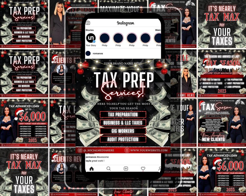 Mega Tax Prep Bundle, 70 Tax Prep Flyers, Tax Prep Instagram Bundle ...