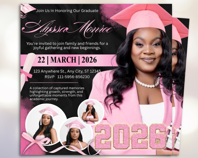 Editable Graduation Invitation Template, Class of 2026 Party Flyer ...