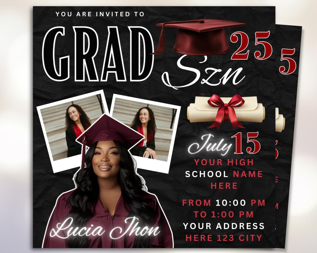 Graduate Flyer Canva Editable Template, Graduation Party, Canva ...
