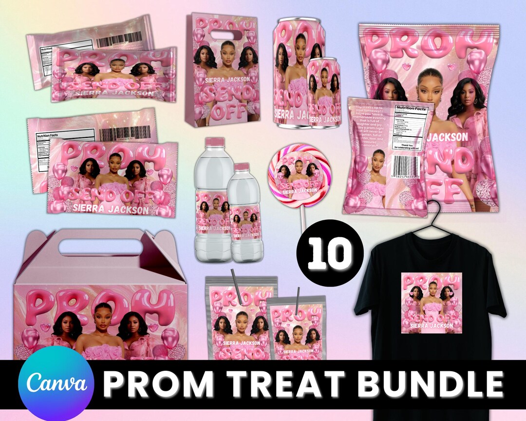 Prom Send off Treat Bundle, Prom Water Label, Prom Candy Bar Digital ...