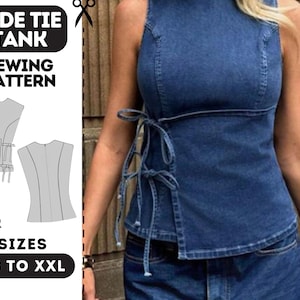 Side Tie Tank Sewing Pattern, Digital PDF Sewing Pattern, Instant ...