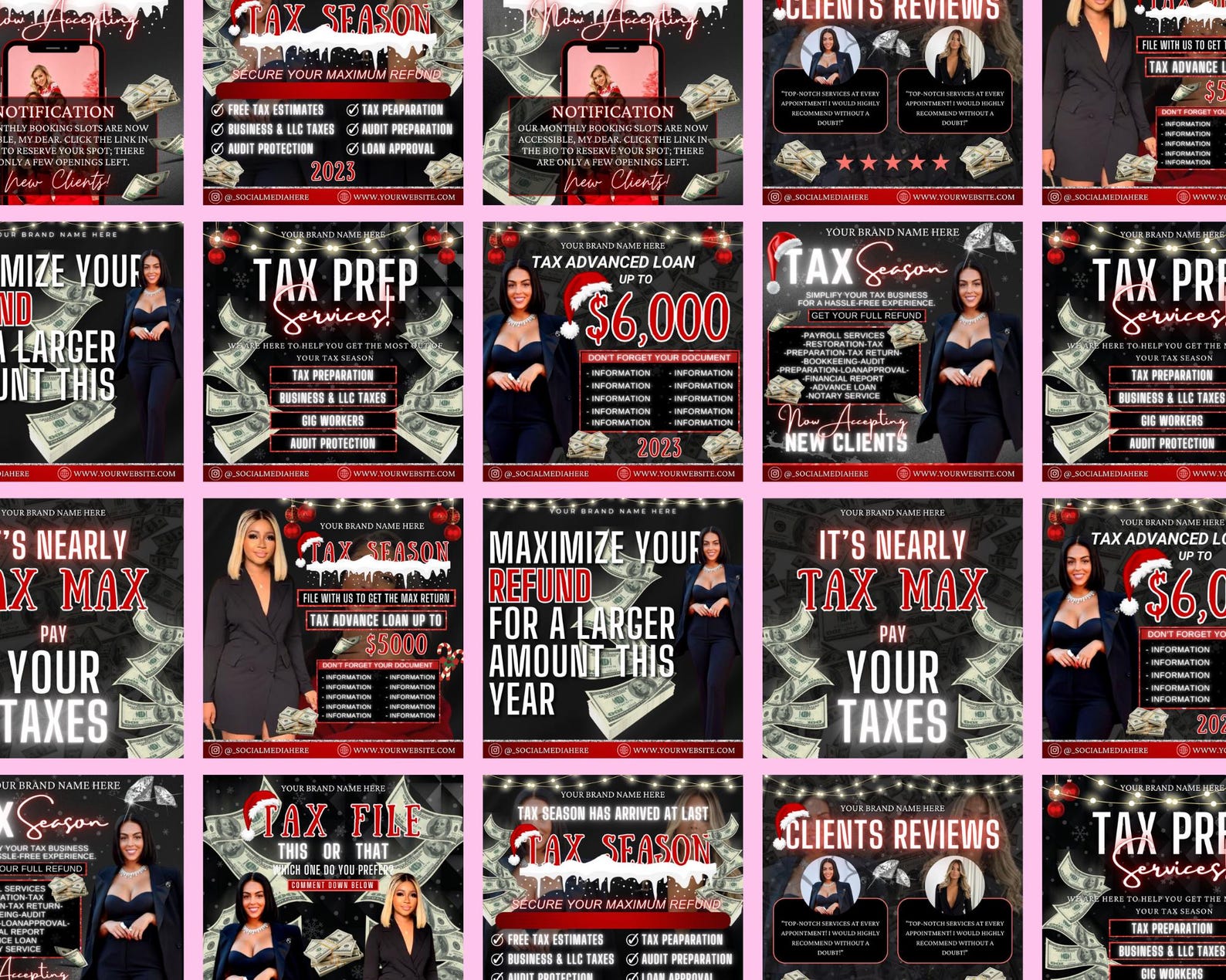 Christmas Tax Prep Bundle, Christmas Tax Prep Flyer, Tax Prep Instagram ...