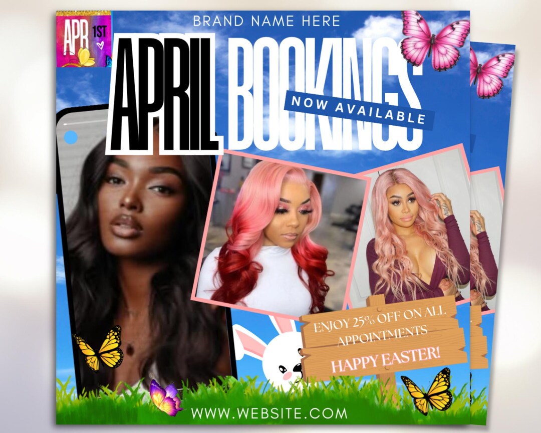 April Booking Flyer, Spring Booking Flyer, Easter Flyer, Canva Template ...