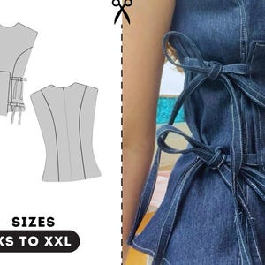 Side Tie Tank Sewing Pattern, Digital PDF Sewing Pattern, Instant ...