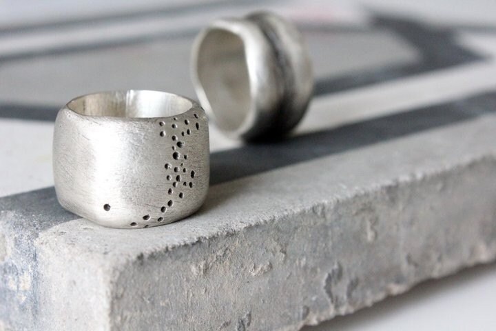 Organic Shaped Silver Band Bulky Ring - Etsy