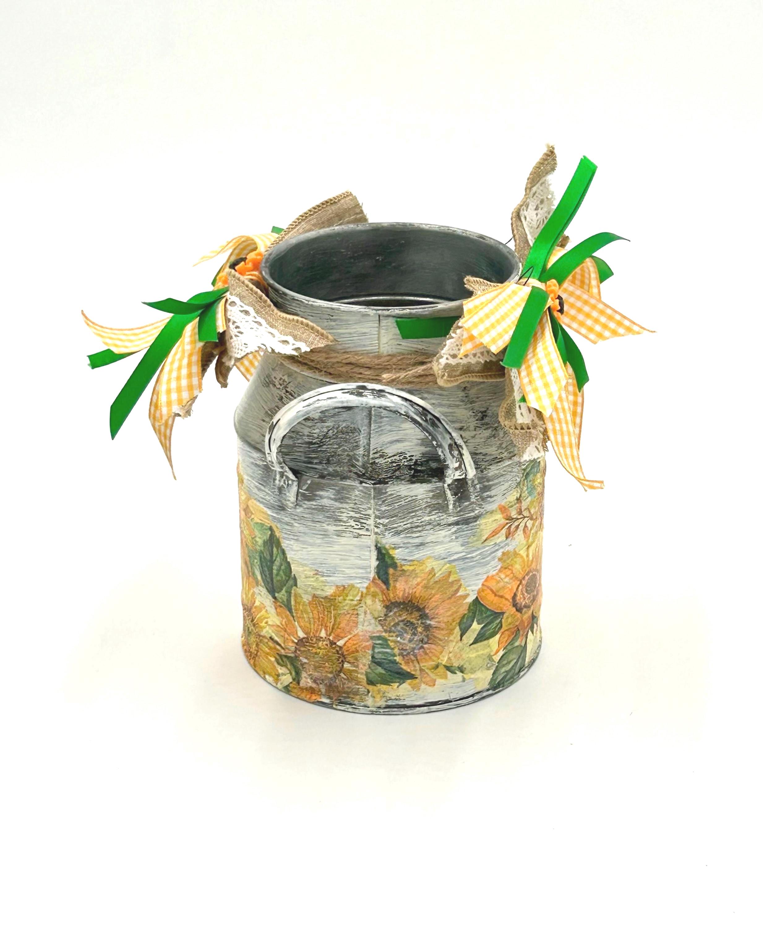 Sunflower Mini Milk Can. Rustic Floral Milk Can. Farmhouse Decor. - Etsy