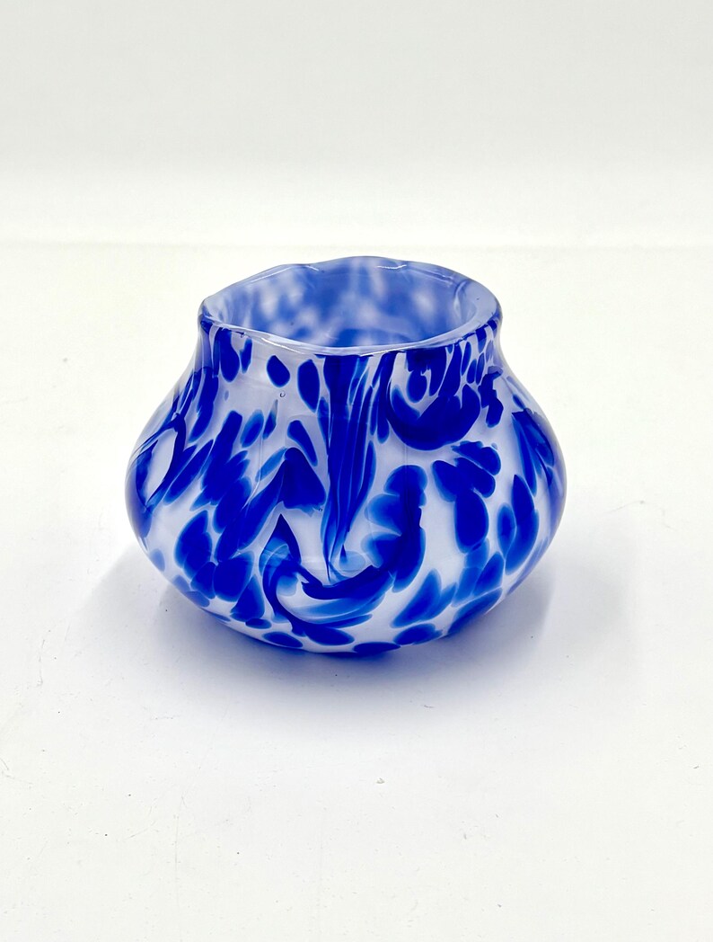 Hand Blown Delft Blue Glass Vase: Chinoiserie Decor, Signed Art - Etsy